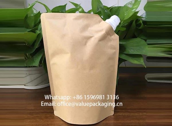 Bag dimension for recyclable kraft paper spout pouch 500 grams sugar ...