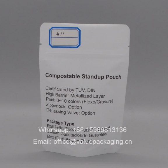 Whole Compostable High Barrier Standup Pouch with MP/PT/PLA Laminated ...