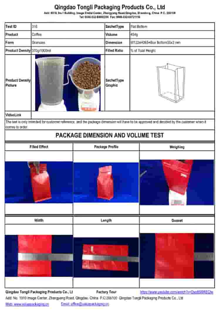 What's the pouch size of 1 pound 16oz cellulose paper film flat bottom ...