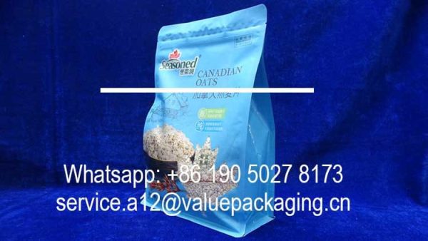 What's the bag dimension of 800 grams oat block bottom standing pouch ...
