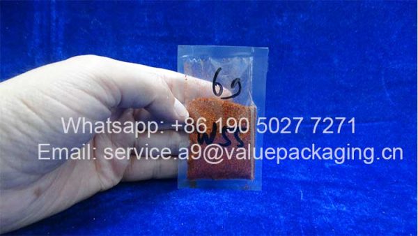 What's the bag dimension of 6 grams hot chilli powder recipe sachet ...