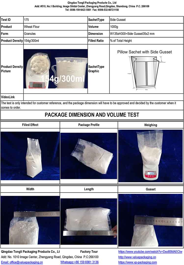 What's the bag size of 1000 grams wheat flour powder side folded ...